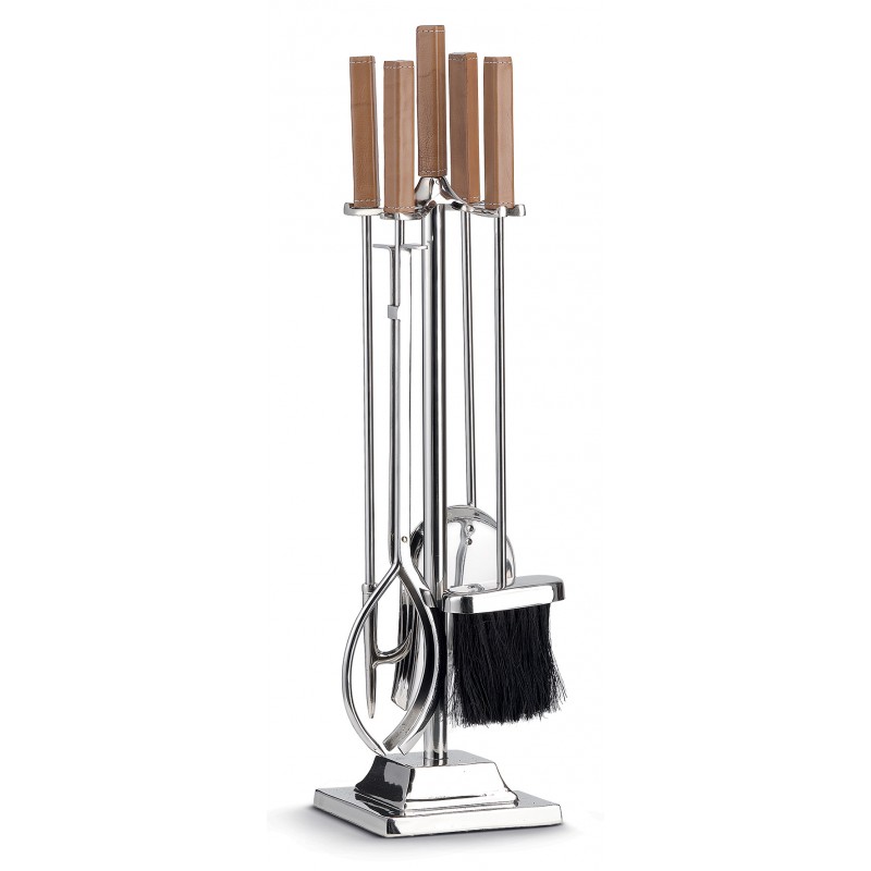 Pozzi Milano Fire Set Brown Leather - Set za kamin - Dana Home